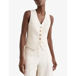 REISS Woven Waistcoat With Button Fastening
