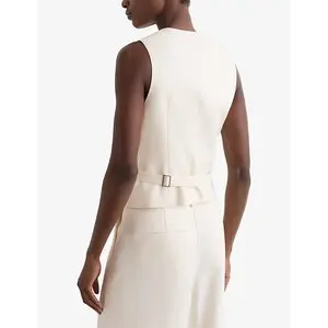 REISS Woven Waistcoat With Button Fastening