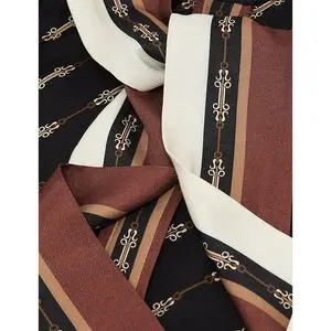 REISS Lydia Tie-neck Chain-print Shirt - Black