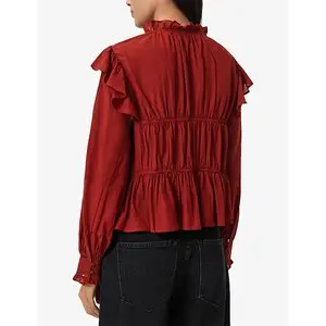 ALLSAINTS Lima Ruffle-neck Cotton-blend Blouse