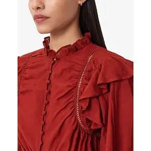 ALLSAINTS Lima Ruffle-neck Cotton-blend Blouse