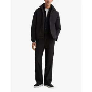 REISS Vasey Quilted Shell Overshirt - Black