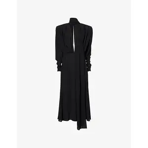 MUGLER Fluid Draped Woven Midi Dress