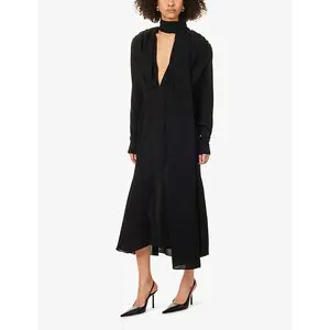 MUGLER Fluid Draped Woven Midi Dress