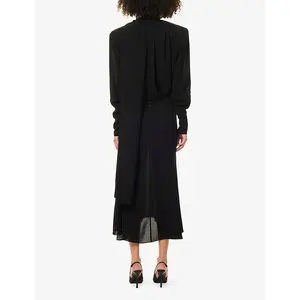 MUGLER Fluid Draped Woven Midi Dress