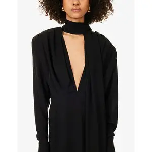 MUGLER Fluid Draped Woven Midi Dress