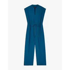 Whistles Relaxed-fit Woven Jumpsuit With Drawstring Waist - Navy