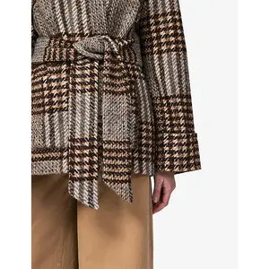 RO&ZO Heritage-check Wool-blend Belted Jacket