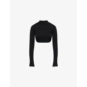 MUGLER Mock-neck Open-back Knitted Top
