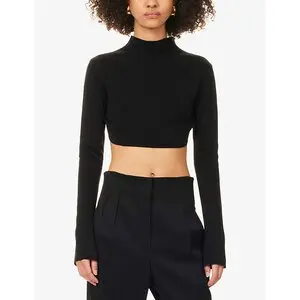 MUGLER Mock-neck Open-back Knitted Top