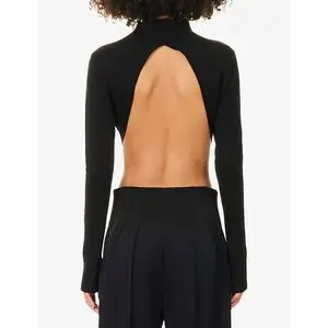 MUGLER Mock-neck Open-back Knitted Top