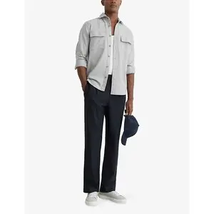 REISS Chamber Double-pocket Brushed Stretch-woven Overshirt