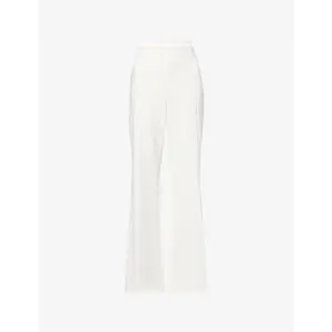 NADINE MERABI Charlotte Satin-waistband Flared-leg Woven Trousers - White