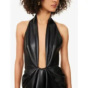 Givenchy Draped Backless Leather Midi Dress