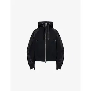 Sacai Sponge Panelled Hooded Cotton-blend Track Jacket - Black