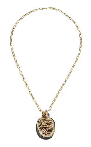 LISA EISNER 14k Gold Saint Christopher & Jade Necklace - Black