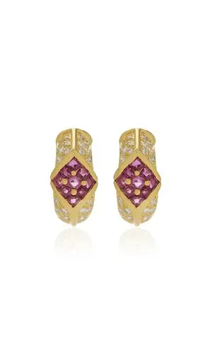 FOR FUTURE REFERENCE VINTAGE 1980's Yellow Gold, Ruby, And Diamond Earrings - Red