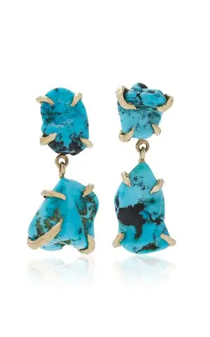 LISA EISNER Large Nugget Drop Earrings - Turquoise