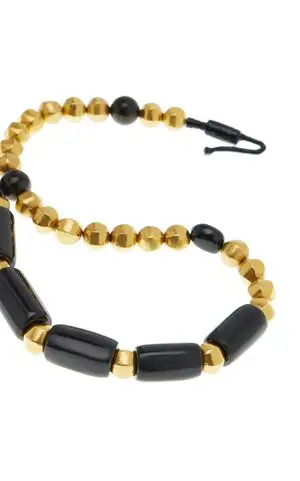 LISA EISNER 22k Yellow Gold Jade & Gold Bead Necklace