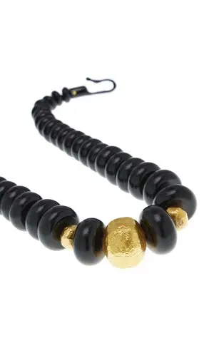 LISA EISNER 22k Yellow Gold Jet Beaded Necklace