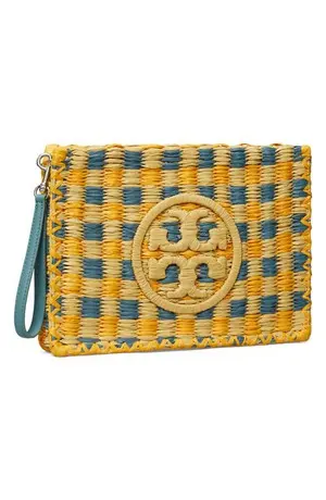 Tory Burch Ella Woven Raffia Wristlet