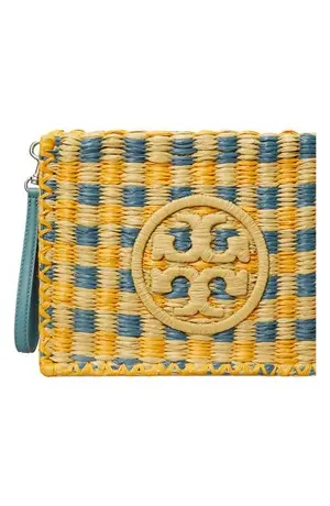 Tory Burch Ella Woven Raffia Wristlet