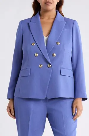 TAHARI ASL Double-breasted Twill Blazer