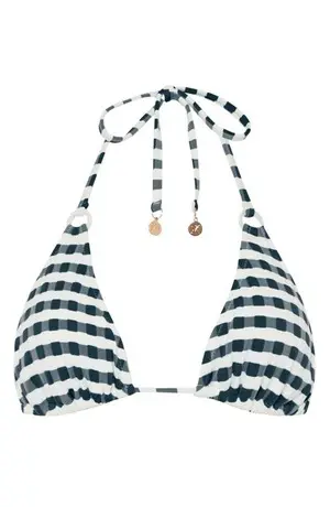 MILLY Cottage Jacquard Bikini Top - Navy/white