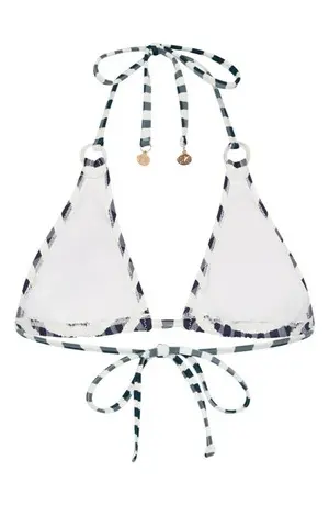 MILLY Cottage Jacquard Bikini Top - Navy/white