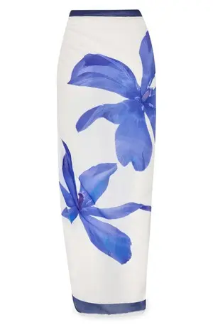 MILLY Plumbago Placement Print Cover-up Sarong