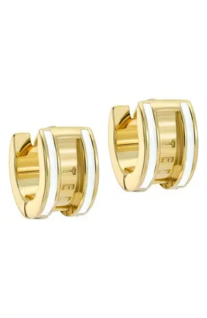 Ted Baker London Classic Huggie Hoop Earrings - Metallic Gold White