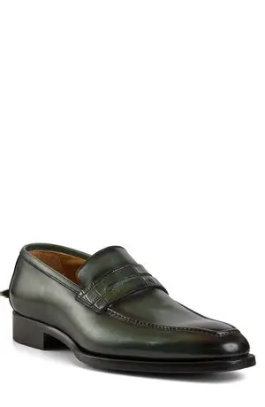 Bruno Magli Emilio Penny Loafer - Green Croc