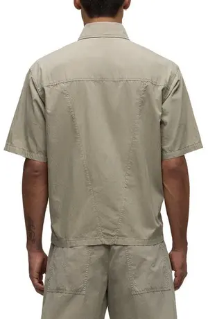 Hudson Jeans Utility Oversize Short Sleeve Cotton & Nylon Snap-up Shirt
