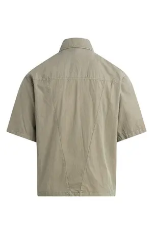 Hudson Jeans Utility Oversize Short Sleeve Cotton & Nylon Snap-up Shirt