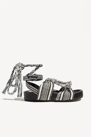 AMAMBAIH Olivia Tie-fastening Sandals - Ivory-black