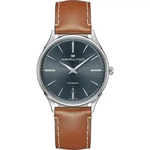 Hamilton Jazzmaster Thinline Automatic Leather Strap Watch - Brown/blue/silver