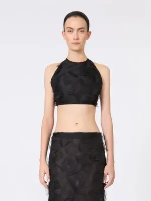 Max Mara Silk Fil Coupé Jacquard Crop Top