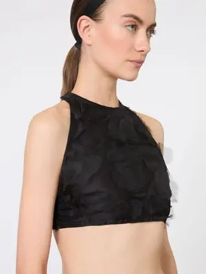 Max Mara Silk Fil Coupé Jacquard Crop Top