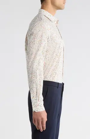 Paul Smith Tailored Fit Floral Organic Cotton Button-up Shirt - White/orange