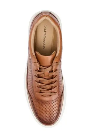 Andre Assous Andrew Perforated Leather Sneakers - Cognac Perf