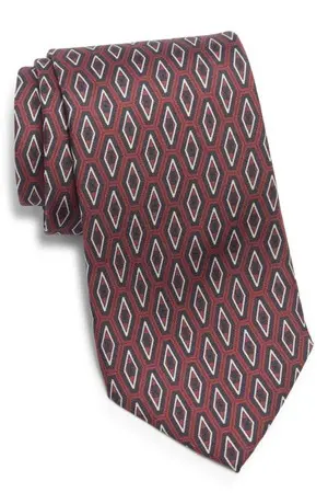 JACK VICTOR Washington Geometric Print Silk Neck Tie