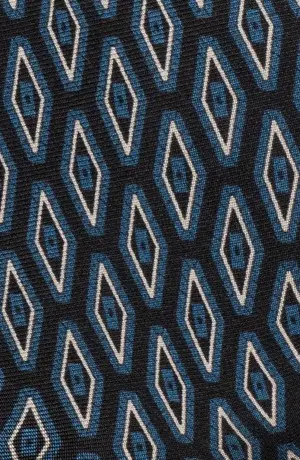 JACK VICTOR Washington Geometric Print Silk Neck Tie - Navy