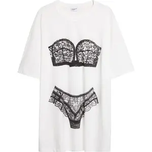 Vaquera Trompe L'oeil Lingerie Oversized T-shirt - White