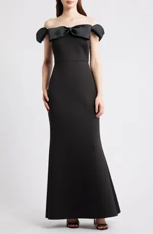 Eliza J Off-the-shoulder Bow Gown