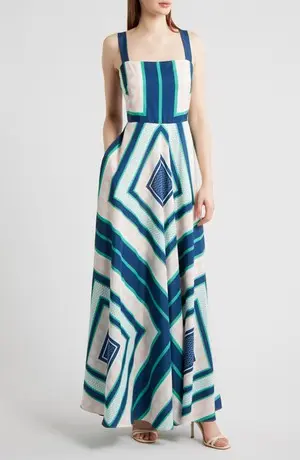 Eliza J Geometric Maxi Sundress - Green