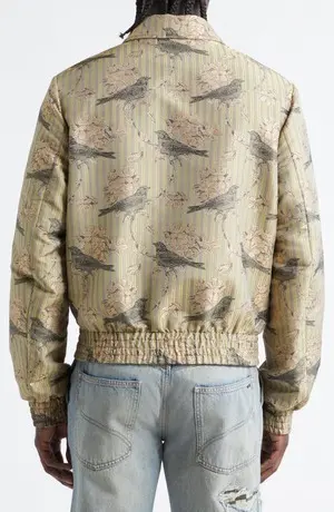 Amiri Striped Floral Print Blouson Zip Jacket - Forest Archived