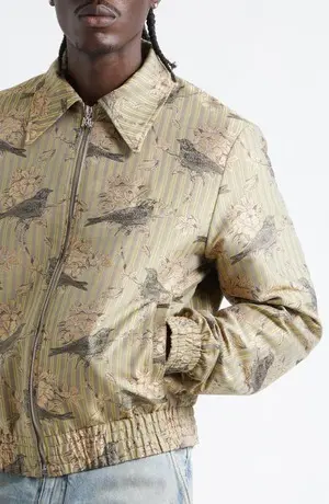 Amiri Striped Floral Print Blouson Zip Jacket - Forest Archived