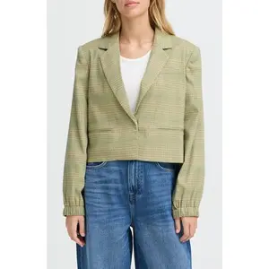 ICHI Joli Crop Plaid Blazer