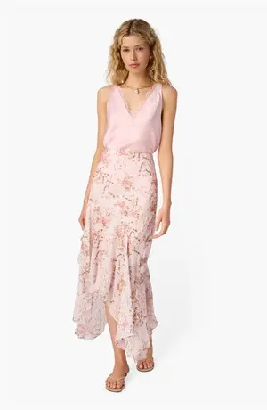 Cami Nyc Yazmeena Asymmetric Ruffle Chiffon Skirt - Painted Petals