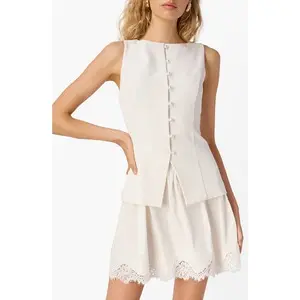 Cami Nyc Oakley Lace Trim Mixed Media Minidress - White
